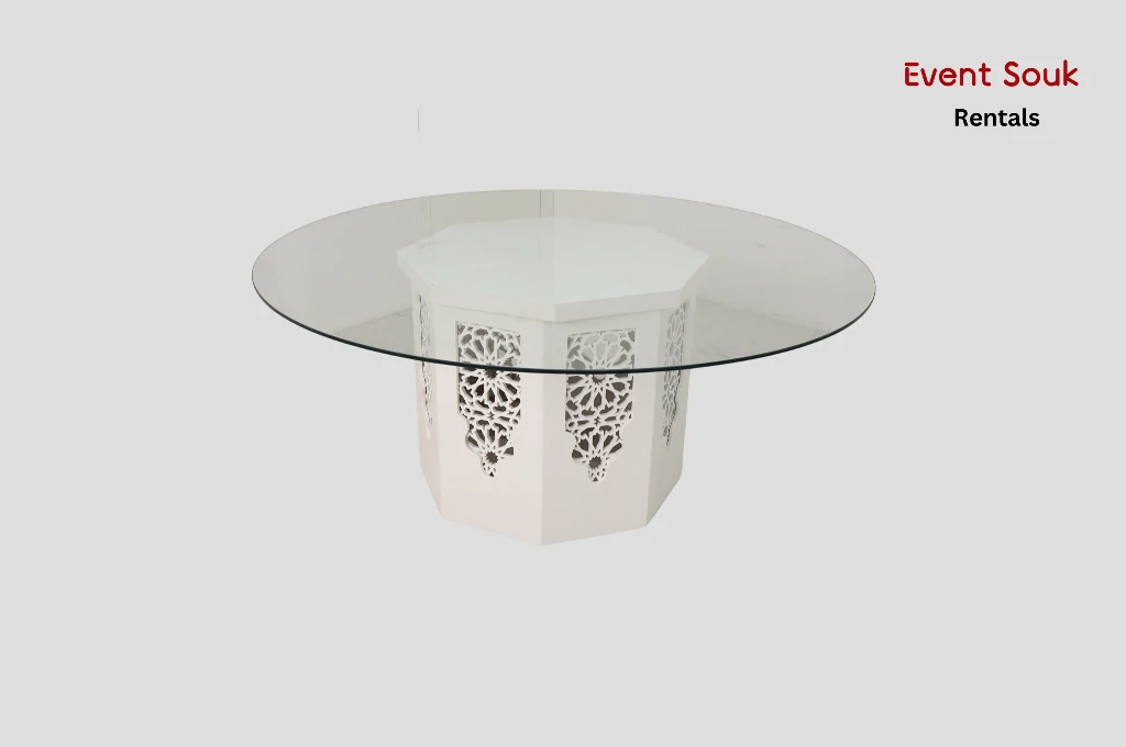 Azzurra Round Glass Dining Table - BigMini Rentals | UAE's No. 1 Event ...